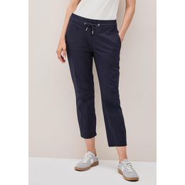 Jogger Pants Cecil, Damen, Gr. M, L&auml;nge 26, blau (urban dunkelblau), Web, 98% Baumwolle, 2% Elasthan, unifarben, comfort fit 7/8-L&auml;nge, Hosen, Middle Waist