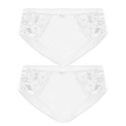 Slip SuSa "2er Pack Damen Slip Latina", Damen, Gr. 42, wei&szlig; (wei&szlig; wei&szlig;), Obermaterial: 78% Polyamid PA. 16% Elasthan EL. 6% Baumwolle CO., Unterhosen Slip