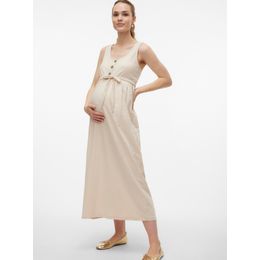 Tr&auml;gerkleid MAMALICIOUS "MLEVI LIA SL JRS ANKLE DRESS 2F NOOS", Damen, Gr. S, N-Gr, beige (french oak), Jersey, Obermaterial: 100% Baumwolle, unifarben, regular fit, Rundhals, Kleider Tr&auml;gerkleid, Sommerkleid