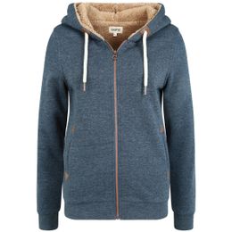 Sweatjacke oxmo "Sweatjacke OXVicky", Damen, Gr. S, blau (ins bl mel), Obermaterial: 80% Polyester PES. 20% Baumwolle CO., Sweatjacken Sweatjacke