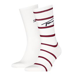 Socken Tommy Hilfiger "TH UNI TJ SOCK 2P BRETON STRIPE", Damen, Gr. 35-38, wei&szlig;, rot, Obermaterial: 67% Baumwolle, 30% Polyamid, 3% Elasthan, Socken Socken