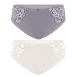 Slip SuSa "2er Pack Damen Slip Latina", Damen, Gr. 38, bunt (champagner frosty lavender), Obermaterial: 78% Polyamid PA. 16% Elasthan EL. 6% Baumwolle CO., Unterhosen Slip