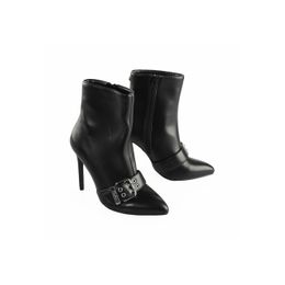 Stiefel Buffalo "Buffalo Juliet Bootie Belt Vegan Nappa", Damen, Gr. 39, schwarz, unifarben, Schuhe Stiefel