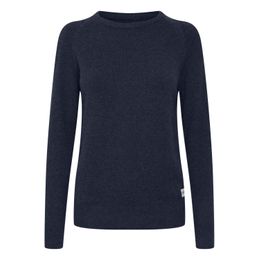 Strickfleece-Pullover oxmo "Strickpullover OXMaria", Damen, Gr. L, blau (total eclipse melange), Obermaterial: 50% Viskose CV. 27% Polyester PES. 23% Nylon NY., Pullover