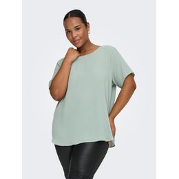 Shirtbluse Only CARMAKOMA "CARVICA SS TOP WVN NOOS", Damen, Gr. 42, jadeite, Web, Obermaterial: 97% Polyester, 3% Elasthan, unifarben, regular fit normal, Rundhals, Blusen, Materialmix, regular fit