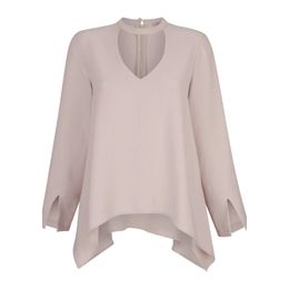 Langarmbluse Alba Moda "Oversizedbluse Oversizedbluse mit Cutout", Damen, Gr. 36, beige (stein), Obermaterial: 100% Polyester PES., Modern, ausgestellt, V-Ausschnitt, Blusen