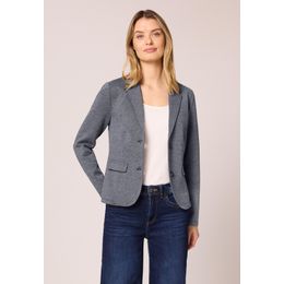 Kurzblazer Street One, Damen, Gr. 44, shadowed navy, Stoff, 83% Polyester, 14% Viskose, 3% Elasthan; shadowed navy melange: 73% Polyester, 24% Viskose, 3% Elasthan, Jacquardmuster, regular fit normal, V-Ausschnitt, normaler Saum, Blazer Kurzblazer, mit Reverskragen