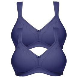 B&uuml;gelloser BH SuSa "2er Pack BH ohne B&uuml;gel Topsy", Damen, Gr. 90, Cup D, blau (marine marine), Stoff, Obermaterial: 83% Polyester PES. 17% Elasthan EL., BHs