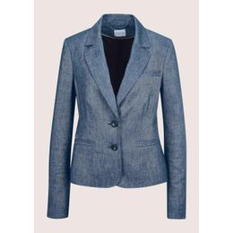 Madeleine Mode Jackenblazer MADELEINE "Blazer Kurzblazer", Damen, Gr. 42, blau (nachtblau, melange), Obermaterial: 50% Baumwolle CO. 50% Leinen LI., Blazer