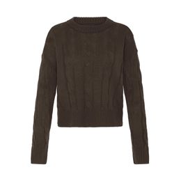 Strickfleece-Pullover oxmo "Strickpullover OXFKIMNI", Damen, Gr. L, braun (chocolate torte), Obermaterial: 50% Polyacryl PAN. 50% Polyester PES., Pullover