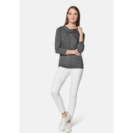 Madeleine Mode 3/4-Arm-Shirt MADELEINE "Shirt Shirt mit Knoten-Effekt und &Auml;rmeln in 3/4-L&auml;nge", Damen, Gr. 42, grau (grau, melange), Obermaterial: 55% Polyester PES. 45% Viskose CV., Modern, V-Ausschnitt, Shirts 3/4-Arm-Shirt