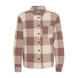 !Solid Langarmhemd SOLID "Langarmhemd SDOLIVER WAFFLE CHECK", Herren, Gr. XL, N-Gr, braun (acorn), Obermaterial: 100% Baumwolle CO., Hemden