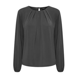 Langarmbluse oxmo "Langarmbluse OXHal", Damen, Gr. S, schwarz (schwarzened pearl), Obermaterial: 64% Modal CMD. 36% Polyester PES., Blusen