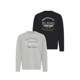 Langarmshirt Blend "Langarmshirt BHBenap 2 Pack", Herren, Gr. XL, schwarz (schwarz, stone mix), Obermaterial: 100% Baumwolle CO., Shirts Langarmshirt