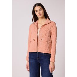 Kurzjacke Street One, Damen, Gr. 36, light apricot, Stoff, 83% Polyester, 16% Viskose, 1% Elasthan, comfort fit normal, V-Ausschnitt, B&uuml;ndchen, Jacken Kurzjacke, mit Stehkragen