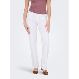Straight-Jeans Only "ONLBLUSH MID STRAIGHT DNM DOT NOOS", Damen, Gr. L, L&auml;nge 32, wei&szlig;, Denim/Jeans, Obermaterial: 92% Baumwolle, 6% Elastomultiester, 2% Elasthan, unifarben, regular fit lang, Jeans Straight-Jeans, 5-Pocket Style