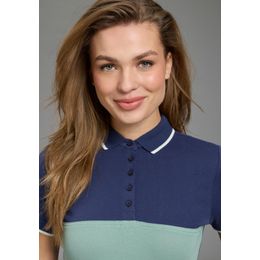 Poloshirt Kangaroos, Damen, Gr. 36/38, wei&szlig; (marine, gr&uuml;n, wei&szlig;), Rippware, Obermaterial: 100% Baumwolle. Kragen: 100% Baumwolle, kontrastfarbene Details, sehr figurbetont h&uuml;ftlang, Flachstrickb&uuml;ndchen, Shirts, Kurzarm, figurbetonter Schnitt, Colourblocking-Optik, Polokragen