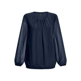 Klassische Bluse GOLDNER "Kurzgr&ouml;&szlig;e Elegante Bluse aus Chiffon", Damen, Gr. 23, blau (marine), Obermaterial: 67% Polyester PES. 30% Viskose CV. 3% Elasthan EL., Blusen