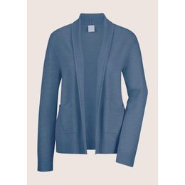 Madeleine Mode Strickjacke MADELEINE "Strickjacke Lange Strickjacke ohne Verschluss", Herren, Gr. 36/38, blau (rauchblau, melange), Obermaterial: 70% Baumwolle CO. 30% Seide silk., Modern, normal, Strickjacken Strickjacke