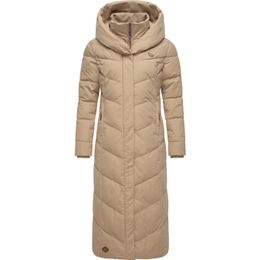 Steppmantel Ragwear "Natalka Extralong", Damen, Gr. XXXL(46), grau (taupe), Au&szlig;enmaterial: 100% Polyester. Innenfutter: 100% Polyester. Wattierung: 100% Polyester, tailliert extralang, &Auml;rmel ohne &Auml;rmelschlitz Strickb&uuml;ndchen, M&auml;ntel Steppmantel, Gesteppter Damen Mantel mit Kapuze