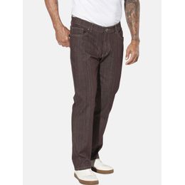 5-Pocket-Jeans Jan Vanderstorm "Tiefbundjeans HALGAARD", Herren, Gr. 62, N-Gr, rot (dunkelrot), Obermaterial: 70% Baumwolle CO. 27% Polyester COOLMAX PES(Coolmax). 3% Elasthan EL., Jeans 5-Pocket-Jeans