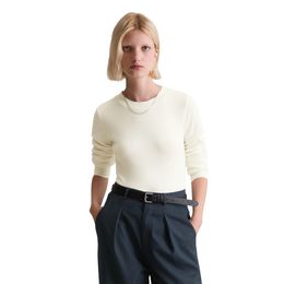 Marc O'Polo Langarmshirt MARC O'POLO DENIM "aus softem Bio-Baumwolle-Modal-Stretch-Jersey", Damen, Gr. L, silky wei&szlig;, Obermaterial: 50% Baumwolle, 47% Modal, 3% Elasthan, unifarben, Basic, slim fit, Rundhals, Zierb&uuml;ndchen, Shirts Langarmshirt