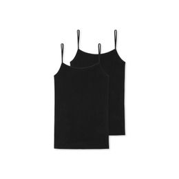Unterhemd Schiesser "Unterhemd 2er Pack", Damen, Gr. L, N-Gr, schwarz, Obermaterial: 95% Baumwolle CO. 5% Elasthan EL., Unterhemden Unterhemd
