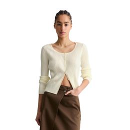 Marc O'Polo Cardigan MARC O'POLO DENIM "aus LENZING&trade; ECOVERO&trade;", Damen, Gr. L, creamy wei&szlig;, Obermaterial: 72% Viskose, 28% Polyester, unifarben, slim fit, tiefer Rundhals, Strickjacken