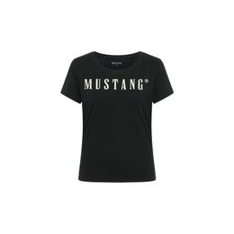 T-Shirt Mustang "T-Shirt Style Alma 1er Pack", Damen, Gr. L, schwarz, Obermaterial: 100% Baumwolle CO., Shirts T-Shirt