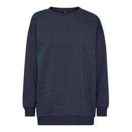 Rundhalspullover oxmo "Rundhalspullover OXHillary", Damen, Gr. XS, blau (total eclipse), Obermaterial: 80% Polyester PES. 20% Baumwolle CO., Pullover Rundhalspullover