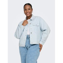 Jeansjacke Only CARMAKOMA "CARELSA CROCHET DENIM JACKET OTW", Damen, Gr. 46, ballad blau, Denim/Jeans, Obermaterial: 100% Baumwolle, unifarben, Jacken Jeansjacke