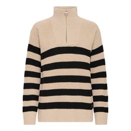 Troyer oxmo "Troyer OXKALANE", Damen, Gr. XS, beige (dune), Obermaterial: 70% Baumwolle CO recyc.. 30% Polyester Pol. recyc.., Pullover Troyer