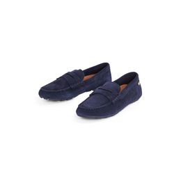 Tommy Hilfiger "FLAG SOFT SUEDE DRIVER LOAFER", Schlupfschuh, Bequemschuh, Mokassin, Flats mit modischen Zierriegel