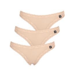 like it! String LIKE IT "3er Pack Damen String Olivia", Damen, Gr. L, beige (nude), Stoff, Obermaterial: 92% Polyamid PA. 8% Elasthan EL., Unterhosen String