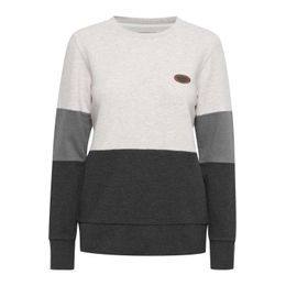 Longpullover oxmo "Sweatshirt OXTrine", Damen, Gr. L, beige (oyster grau melange), Obermaterial: 60% Baumwolle CO. 40% Polyester PES., Sweatshirts Longpullover