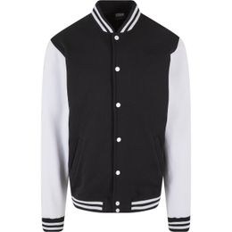 Outdoorjacke Urban Classics "Urban Classics Herren 2-tone College Sweatjacket", Herren, Gr. L, schwarz, wei&szlig;, 65% Baumwolle, 35% Polyester, unifarben, normal, amerikanischer Ausschnitt, Jacken Outdoorjacke