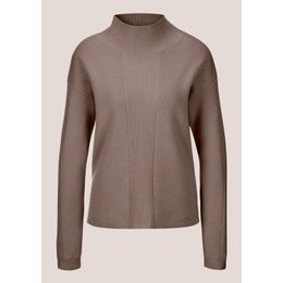 Madeleine Mode Longpullover MADELEINE "Strickpullover Kaschmir-Pullover mit Pointelle-Muster", Damen, Gr. 40, beige (cappuccino), Obermaterial: 90% Schurwolle WV. 10% Kaschmir WS., Pullover Longpullover