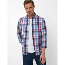 Langarmhemd Brax "Style DANIEL", Herren, Gr. L, Normalgr&ouml;&szlig;en, bunt (pink), Web, 97% Baumwolle, 3% Elasthan, Hemden