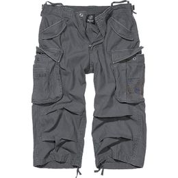 Stoffhose Brandit "Brandit Herren Industry Vintage Cargo 3/4 Shorts", Herren, Gr. M, US-Gr&ouml;&szlig;en, charcoal, 100% Baumwolle, unifarben, normal, Hosen Stoffhose