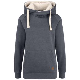 Kapuzenpullover oxmo "Hoodie OXJulia", Damen, Gr. L, blau (navy teddy), Obermaterial: 60% Baumwolle CO. 40% Polyester PES., Casual, lang, ohne Ausschnitt, Sweatshirts Kapuzenpullover