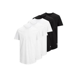 Jack & Jones T-Shirt JACK & JONES "T-Shirt JJENOA 5er Pack", Herren, Gr. M, wei&szlig; (wei&szlig;, schwarz), Obermaterial: 100% Baumwolle CO., Shirts T-Shirt