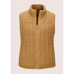 Madeleine Mode Kurzweste MADELEINE "Weste Strickweste mit Zopfmuster", Damen, Gr. 48, beige (caramel), Obermaterial: 100% Polyester PES., Westen
