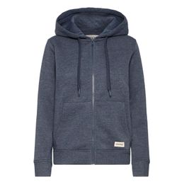 Kapuzensweatjacke oxmo "Kapuzenfleecejacke OXKaren", Damen, Gr. S, blau (total eclipse melange), Obermaterial: 80% Polyester PES. 20% Baumwolle CO., Sweatjacken