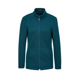 Fleecejacke GOLDNER "Kuschelweiche Strickfleece-Jacke", Damen, Gr. 38, blau (petrol, melange), Obermaterial: 100% Polyester PES., Jacken Fleecejacke