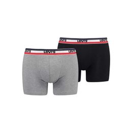 Levi's Boxershorts LEVI'S "Boxershort 2er Pack", Herren, Gr. L, grau (hellgrau, schwarz), Obermaterial: 95% Baumwolle CO. 5% Elasthan EL., Unterhosen