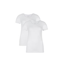 Unterhemd Bamboo basics "T-Shirt KATE 2er Pack", Damen, Gr. L, N-Gr, wei&szlig;, Obermaterial: 68% Viskose CV. 28% Baumwolle CO. 4% Elasthan EL., Unterhemden Unterhemd
