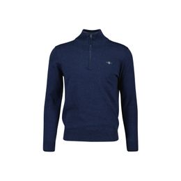 Sweater Gant "Strickpullover CLASSIC COTTON HALF ZIP", Herren, Gr. XXL, blau (jeansblau melange), Obermaterial: 100% Baumwolle CO., Sweatshirts Sweater