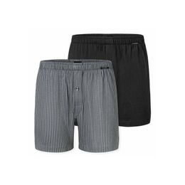 Boxershorts Schiesser "Boxershort 2er Pack", Herren, Gr. L, schwarz (schwarz, grau), Obermaterial: 100% Baumwolle CO., Unterhosen