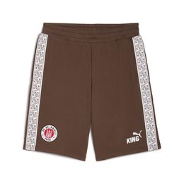 Sporthose Puma "FC St. Pauli KING Sweat-Shorts Herren", Herren, Gr. M, Normalgr&ouml;&szlig;en, espresso braun wei&szlig;, Obermaterial: 100% Baumwolle. Taschenfutter: 100% Baumwolle. Besatz: 100% Polyester, unifarben, regular fit, Hosen Sporthose