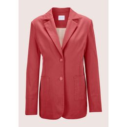 Madeleine Mode Jackenblazer MADELEINE "Blazer Einreihiger Longblazer", Damen, Gr. 38, rosa (rosenholz), Obermaterial: 62% Lyocell CLY. 34% Baumwolle CO. 4% Elasthan EL., Modern, normal, Blazer